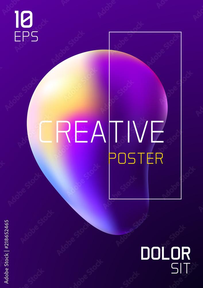 Trendy Fluid Blurred Gradient A4 Poster Design. Modern Background for ...