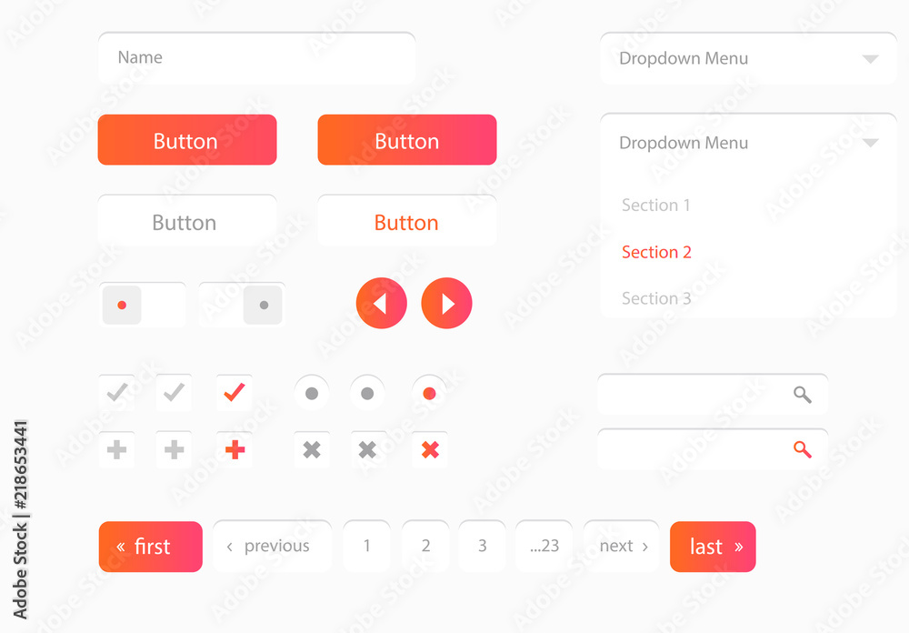 Vector UI kit web template. Web Design elements. Vector set of various ...