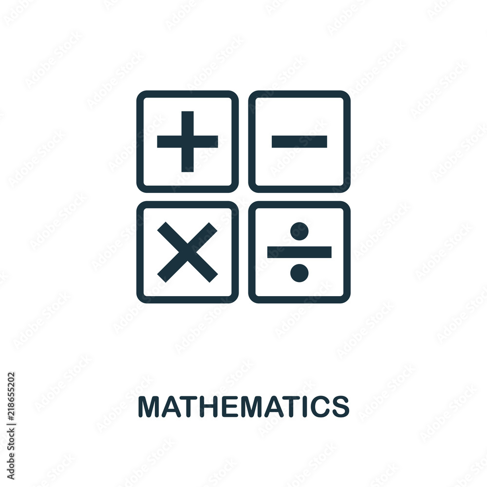 Mathematics icon. Monochrome style icon design from school icon ...
