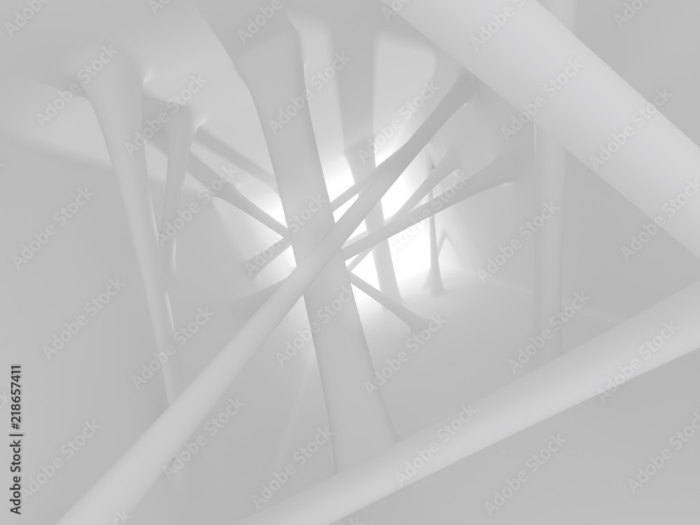 Abstract of futuristic architectural structure with sun light cast the ...