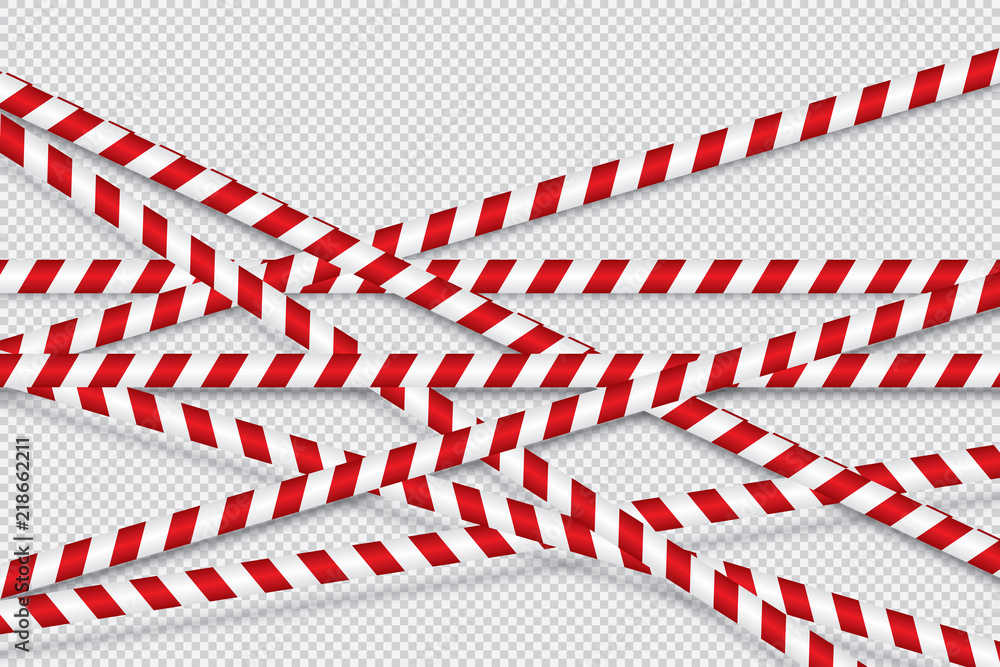 Red and white lines of barrier tape. The pole guard protects against ...