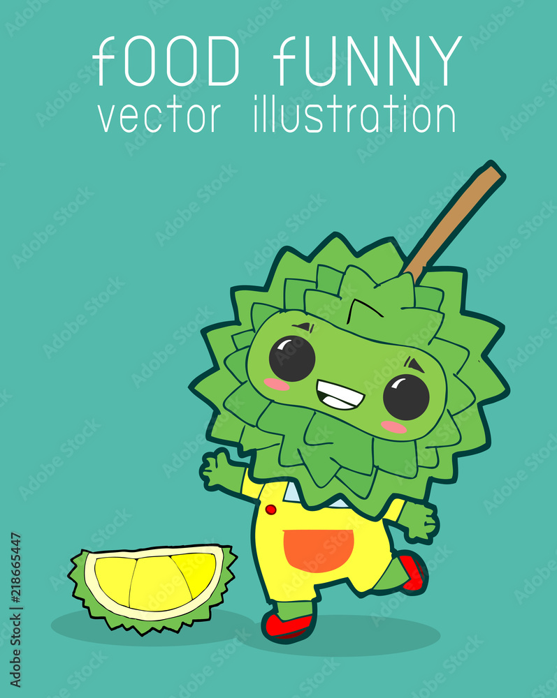 Durian funny cartoon poster design icon, food funny Vector illustration ...