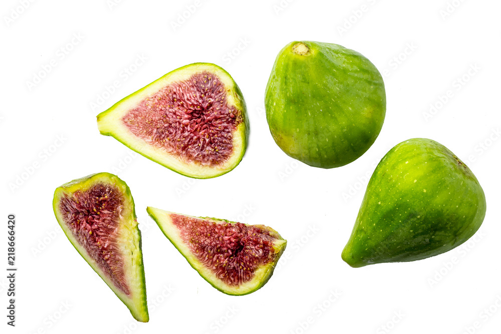 Fresh figs top view isolated on white background Stock Photo | Adobe Stock