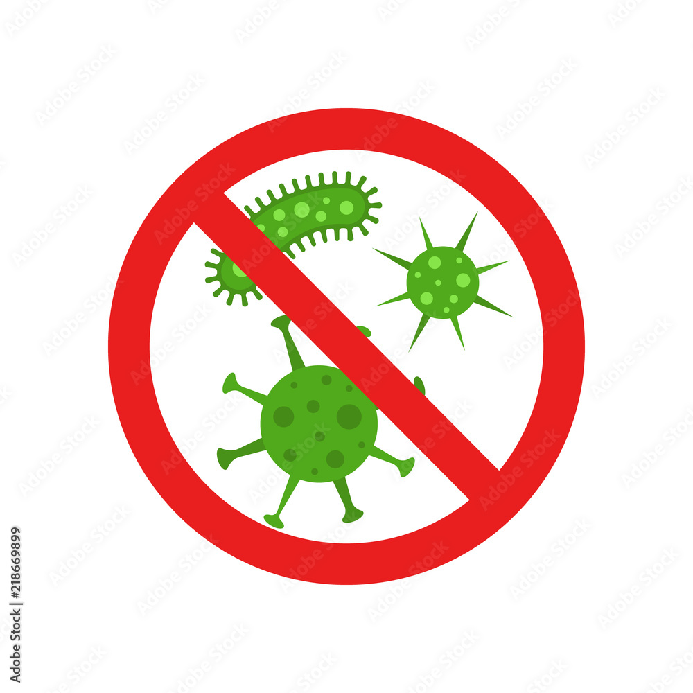 No bacteria sign. Vector. Flat design. Stock Vector | Adobe Stock