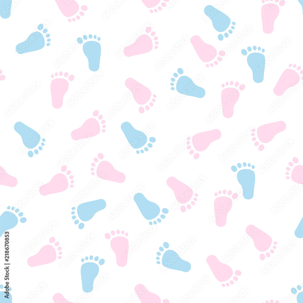 Seamless pattern with baby footprint, background, texture. vector ...