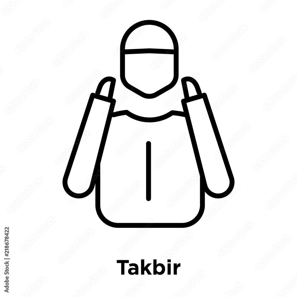 Takbir icon vector isolated on white background, Takbir sign , thin ...