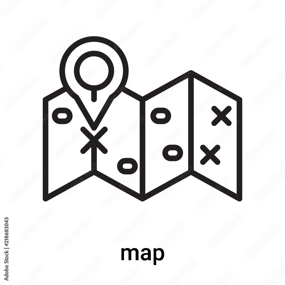 map icon vector isolated on white background, map sign , line or linear ...