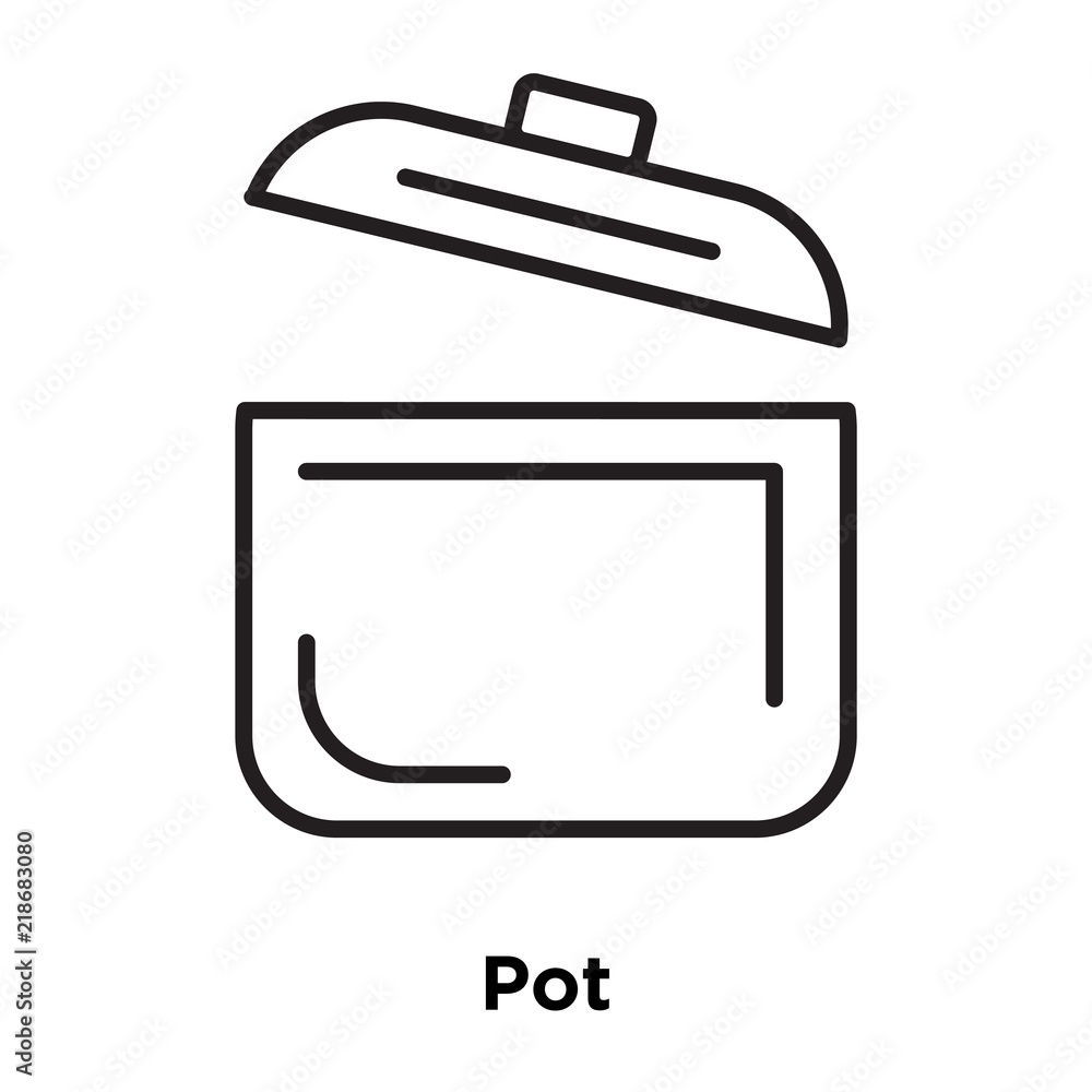 Pot icon vector isolated on white background, Pot sign , thin line ...