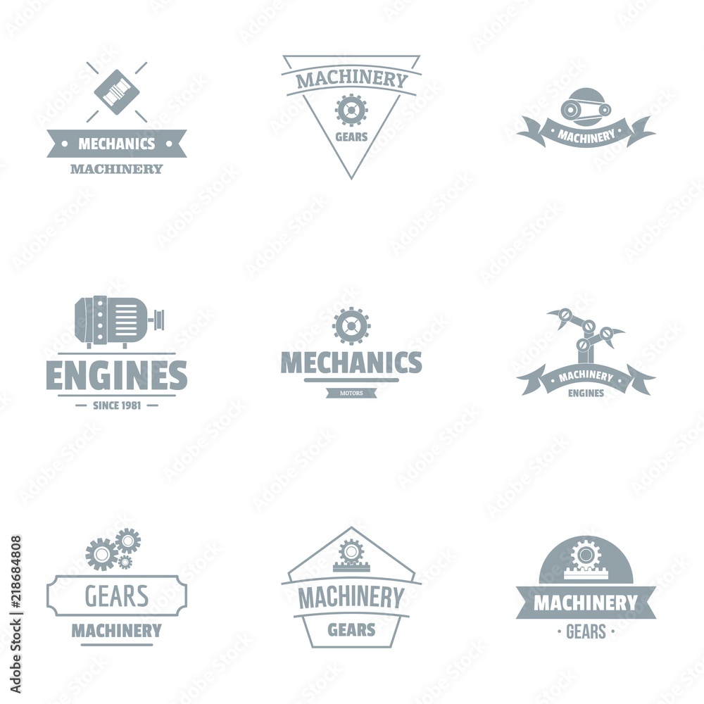 Gearing logo set. Simple set of 9 gearing vector logo for web isolated ...