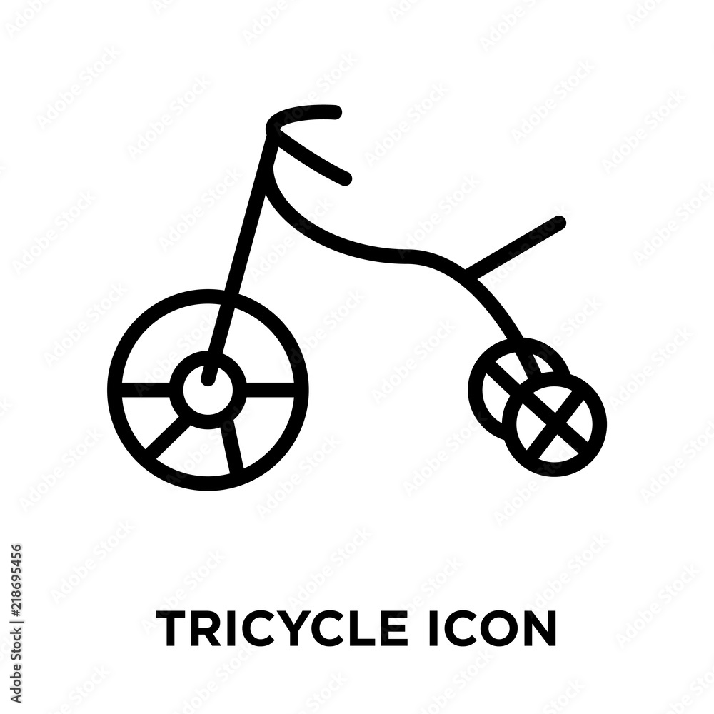 Tricycle icon vector isolated on white background, Tricycle sign , linear and stroke elements in ...