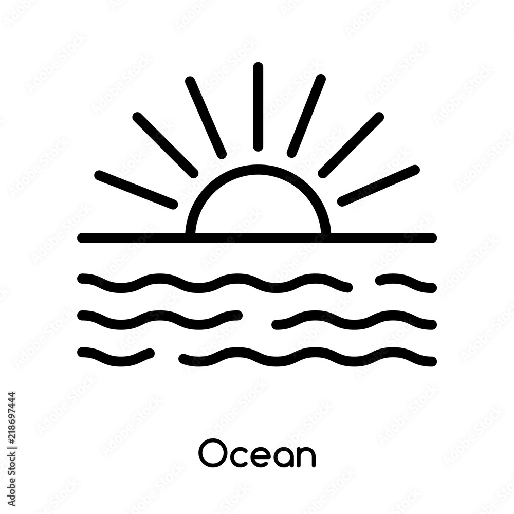 Ocean icon vector isolated on white background, Ocean sign , line or ...