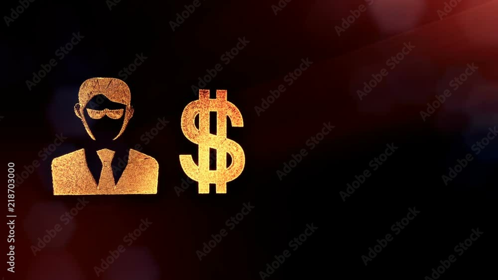 dollar sign and emblem of a businessman. Finance background of luminous ...