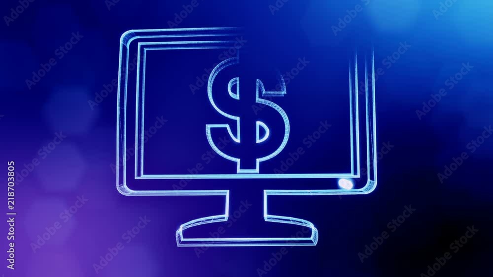 dollar sign in emblem of monitor. Finance background of luminous ...