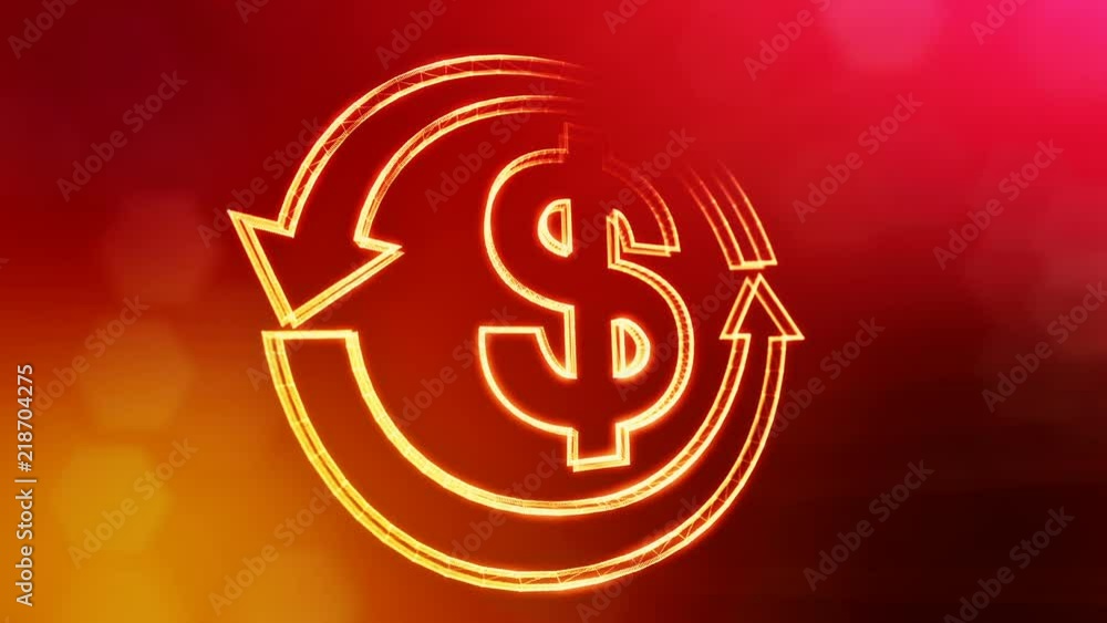 dollar sign in emblem of round arrow. Finance background of luminous ...