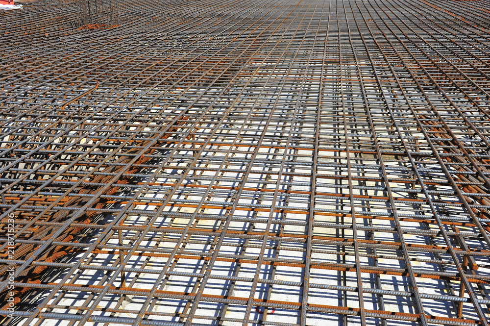 Production of reinforced concrete frame construction site Stock Photo ...