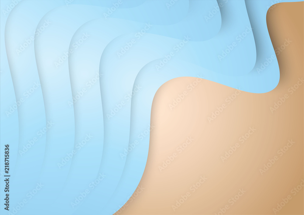 Abstract Circle Blue And Brown Tone Vector Background Wave Overlapping With Shadow Modern And