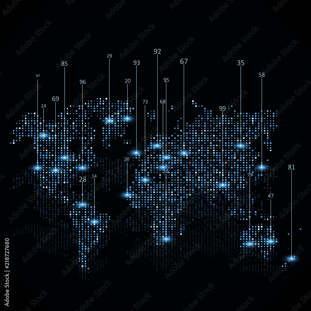 Abstract infographics visualization. Perspective backdrop with World ...