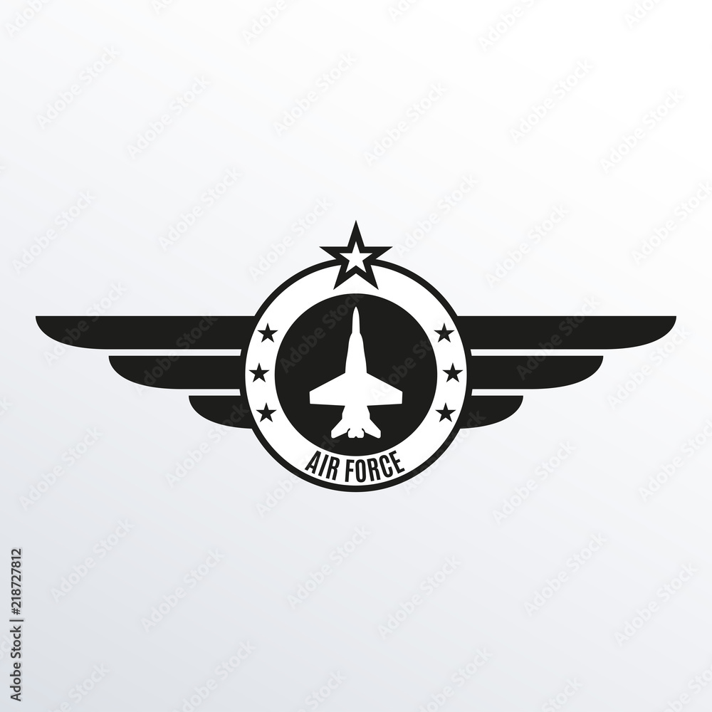 Air force badge with wings and star. Army and military emblem. Airforce ...