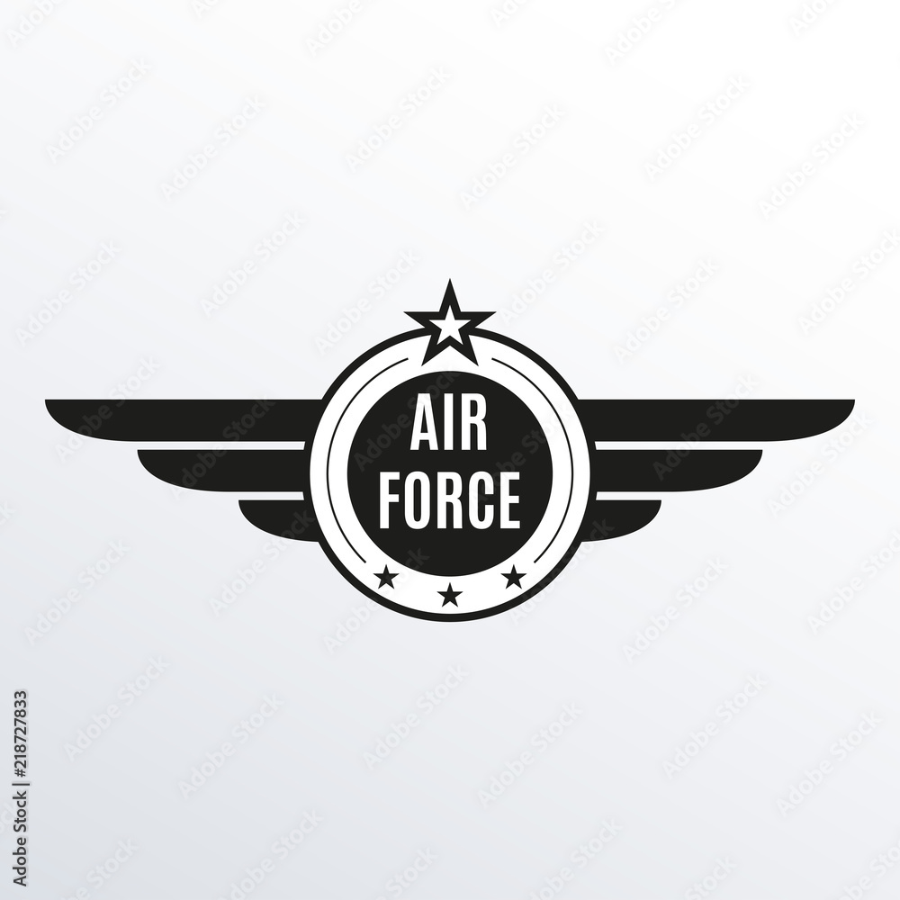 Air force badge with wings and star. Army and military emblem. Airforce ...