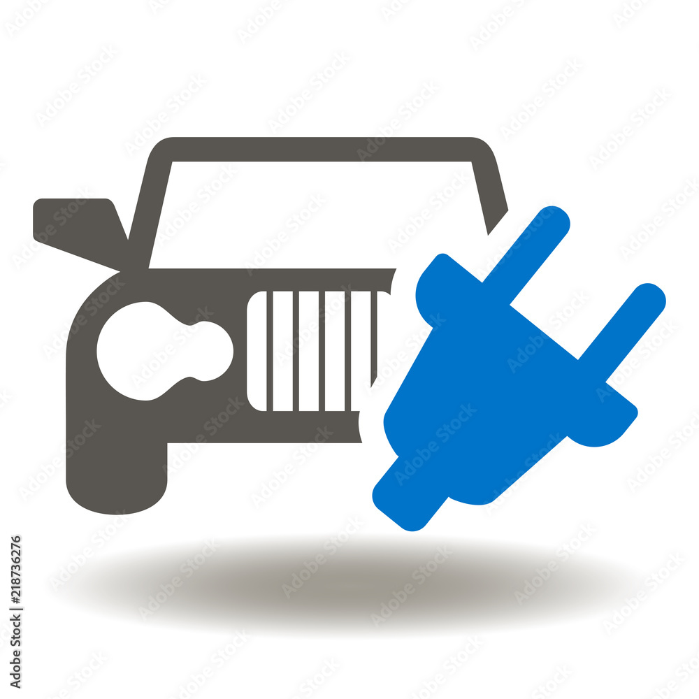 Car with electrical plug icon vector. Electric Auto Illustration ...