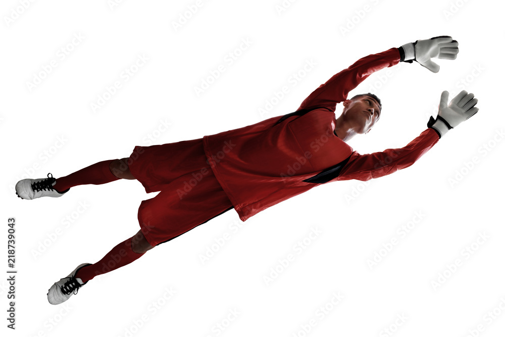 Soccer goalkeeper isolated on white background Stock Photo | Adobe Stock