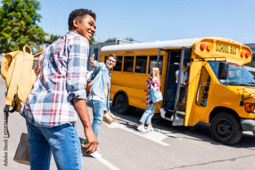 Teenagers Walking To School