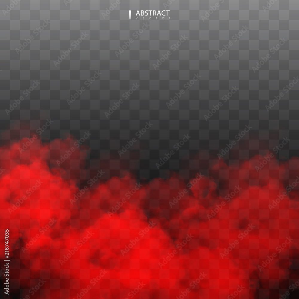 Red Fog or smoke color isolated transparent special effect. White ...