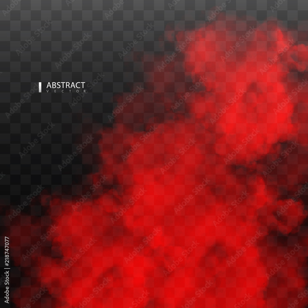Red Fog or smoke color isolated transparent special effect. White ...