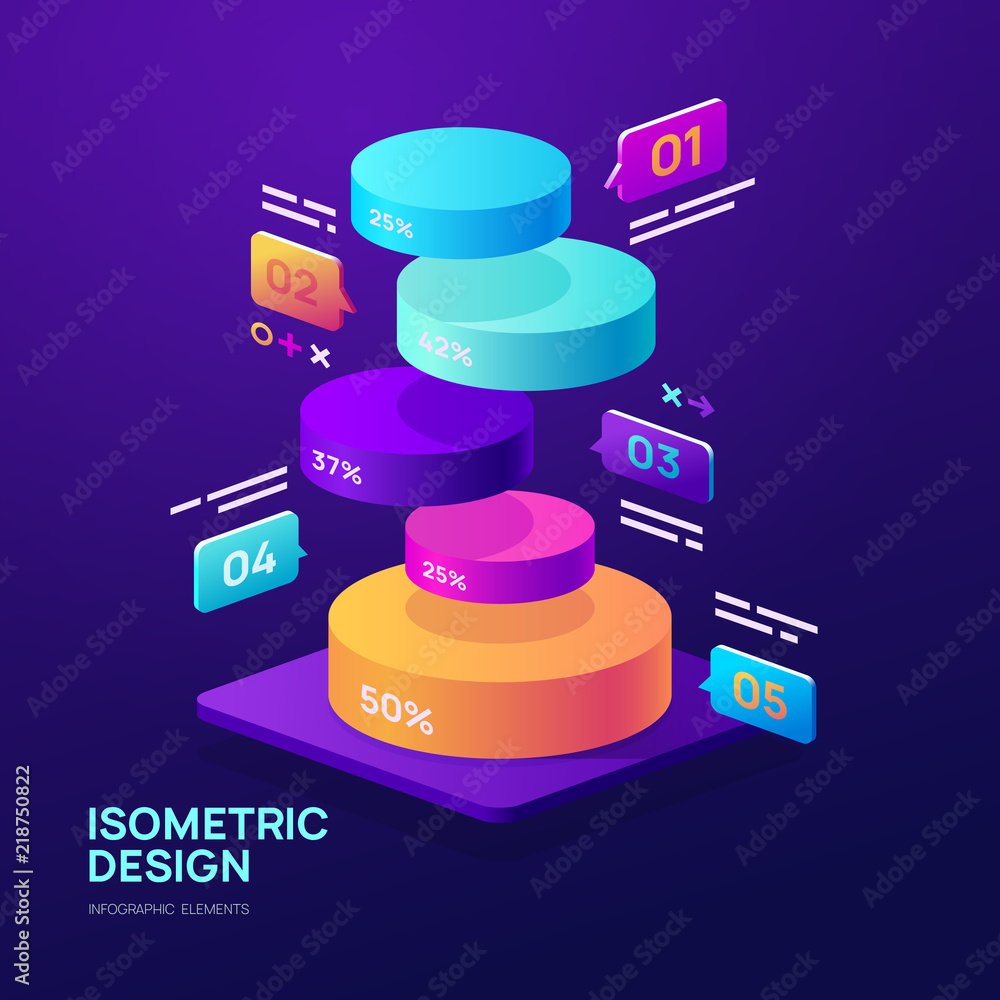 Vector Infographic Elements Isometric Design Chart For Data