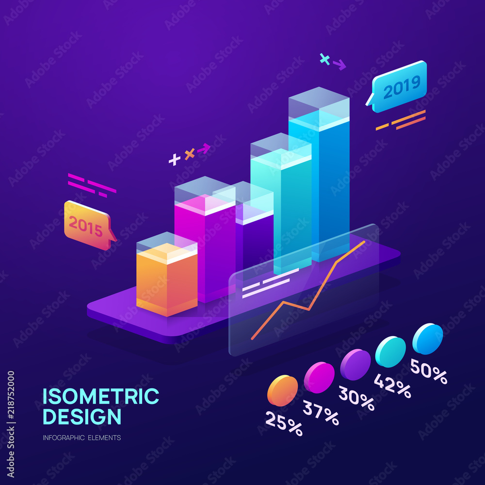 Vector Infographic Elements Isometric Design Chart For Data