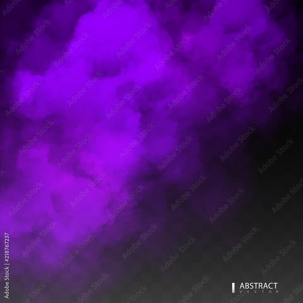Purple Fog or smoke color isolated transparent special effect. White ...