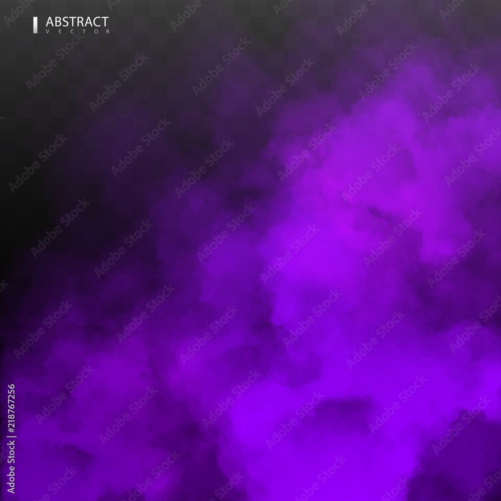Purple Fog or smoke color isolated transparent special effect. White ...