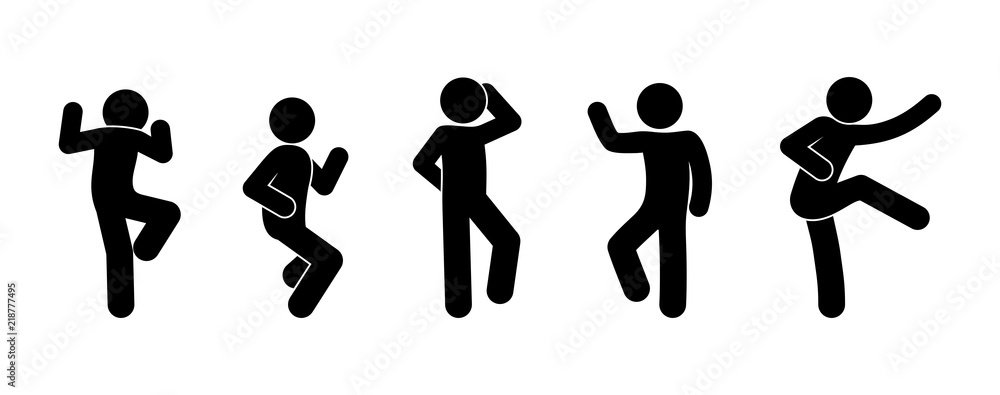 stick figure dancing people, pictogram dancer, isolated icon man Stock ...