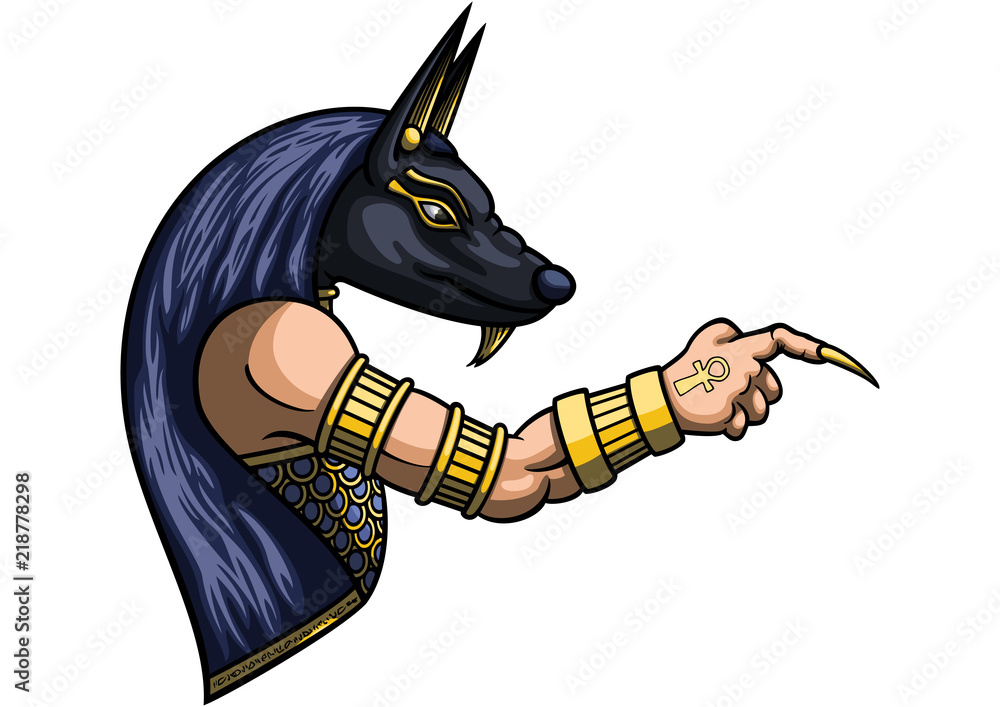 Anubis emblem/ Illustration of the egyptian God Anubis with a pointing ...