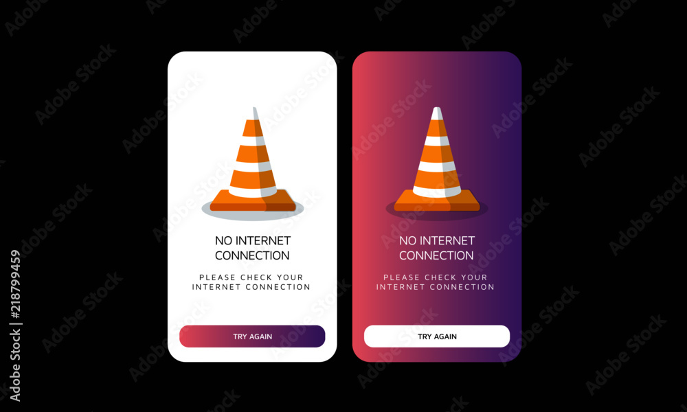 No Internet Connection Empty State for Smartphone App With Traffic Cone ...