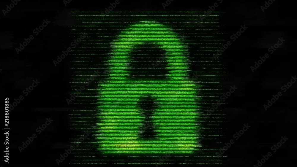 A digital lock made of ASCII characters, distorted by a heavy noise ...