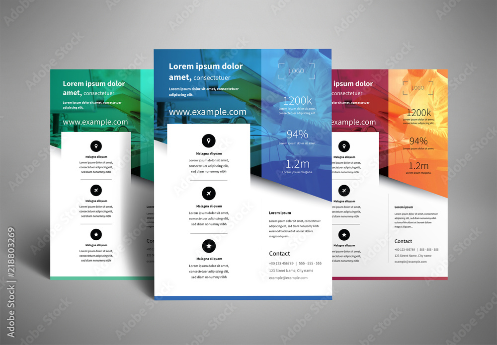 Business Flyer Layout with Two-Tone Color Accents Stock Template ...