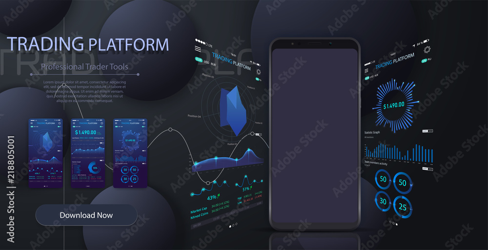 Mobile app infographic template with modern design weekly and annual ...