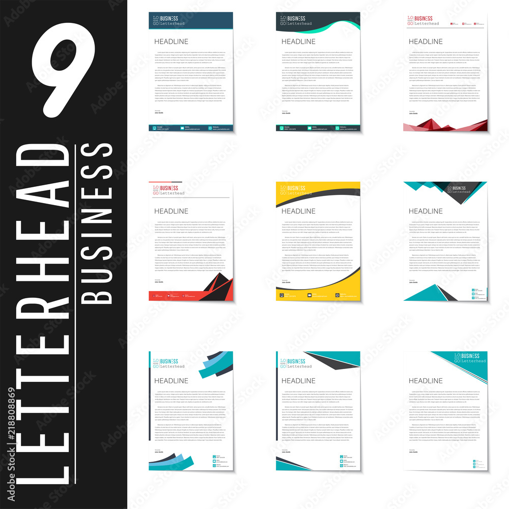 Letterhead design template and mockup minimalist style vector bundle ...