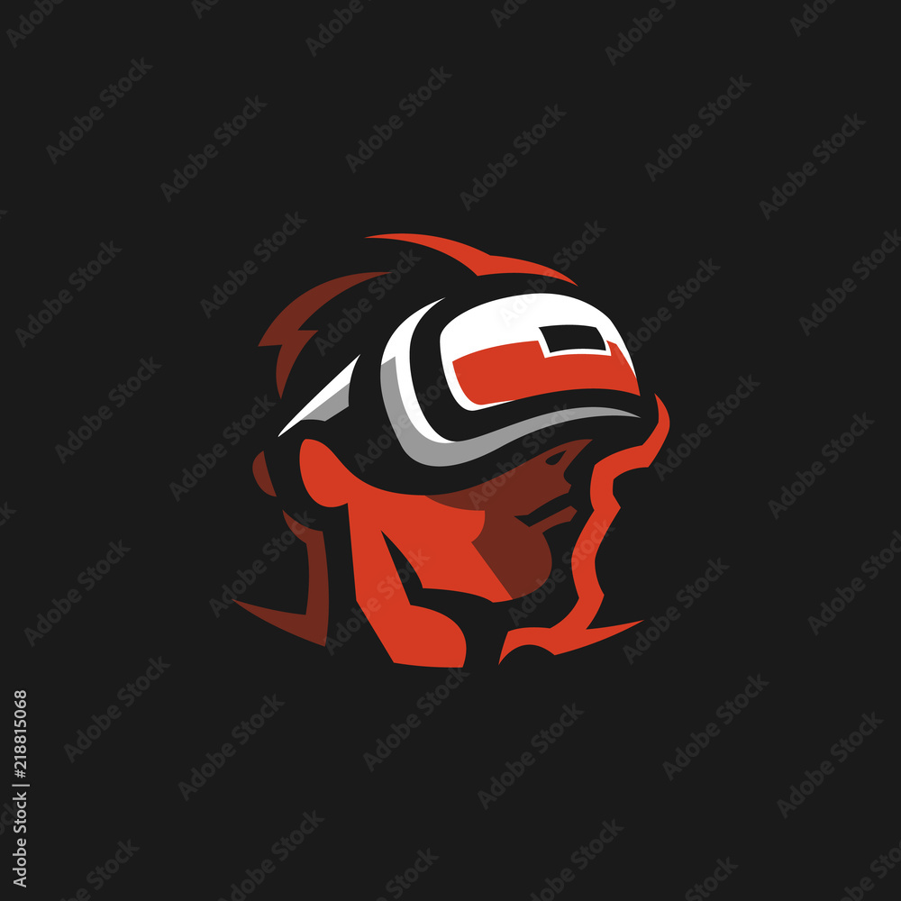 Man in the glasses of virtual reality. Cybersport vector logo, VR ...