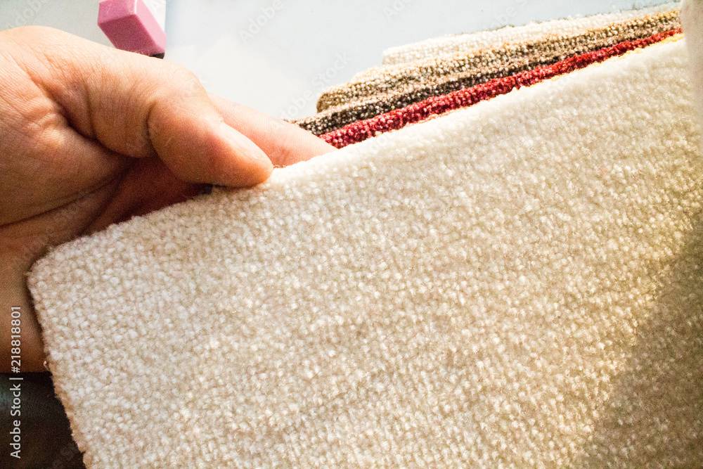 Samples of a multi-colored carpet, an example of pile and carpet color ...