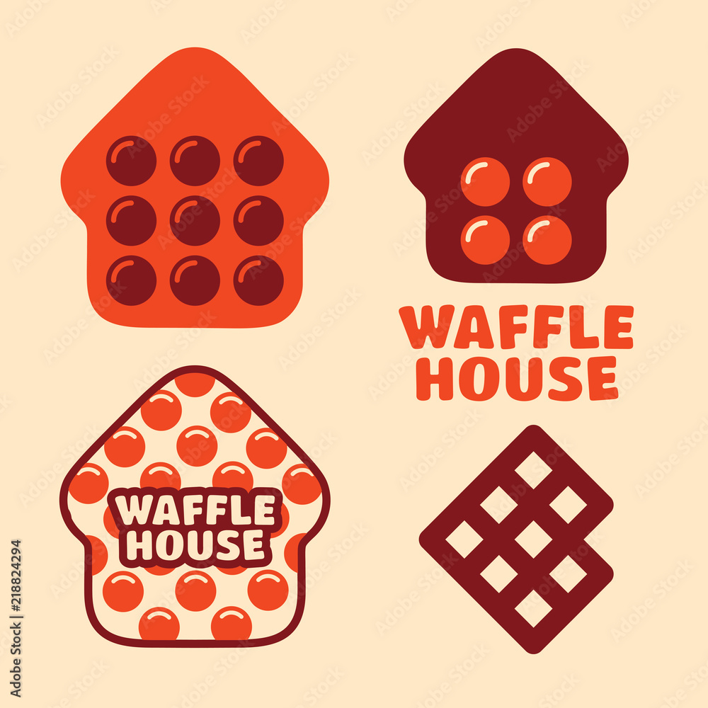Modern professional vector set logo Waffle House in orange theme Stock ...