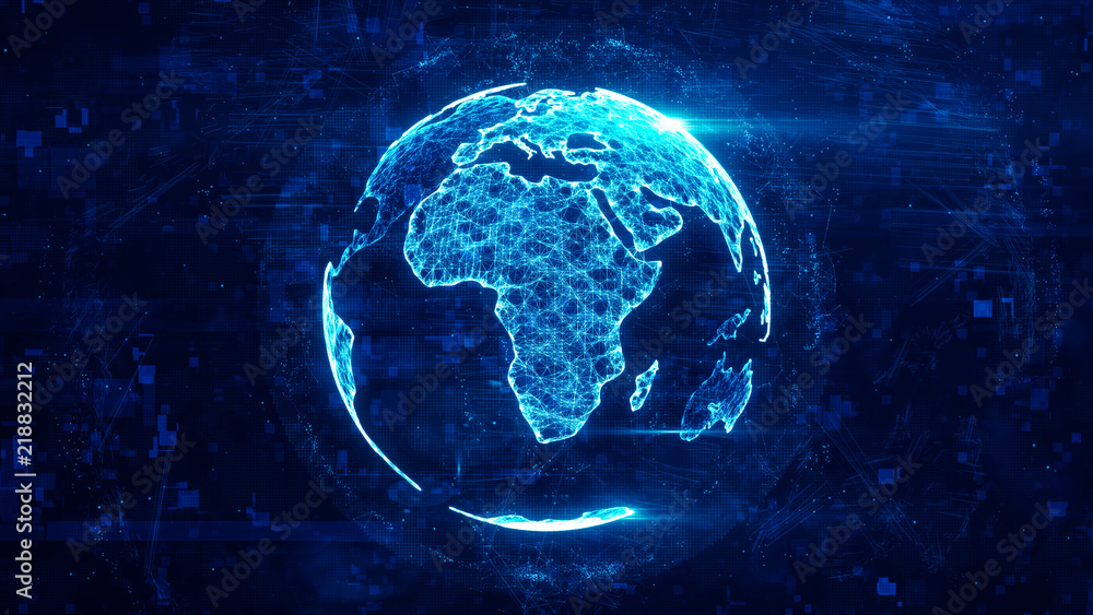 Digital globe made of plexus bright glowing lines. Detailed virtual ... Digital globe made of plexus bright glowing lines. Detailed virtual ...