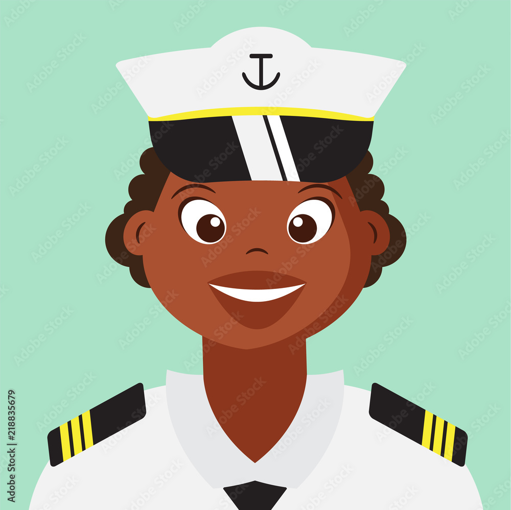 Cute Woman Naval With Navy uniform,Smiling Cartoon character design ...