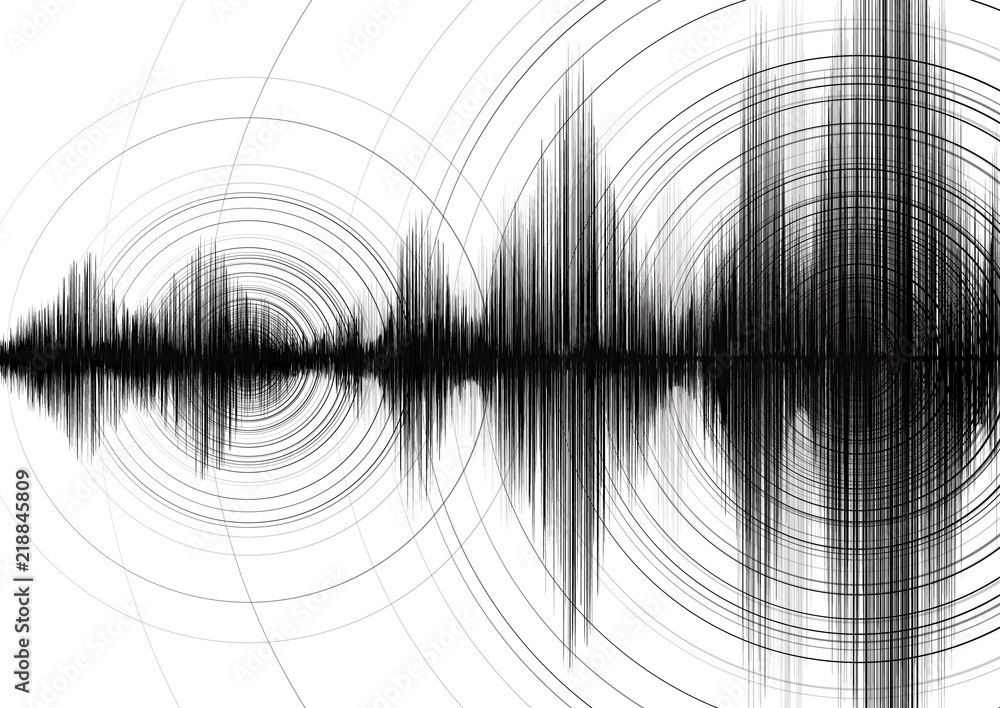 Earthquake Wave with Circle Vibration on White paper background,audio ...