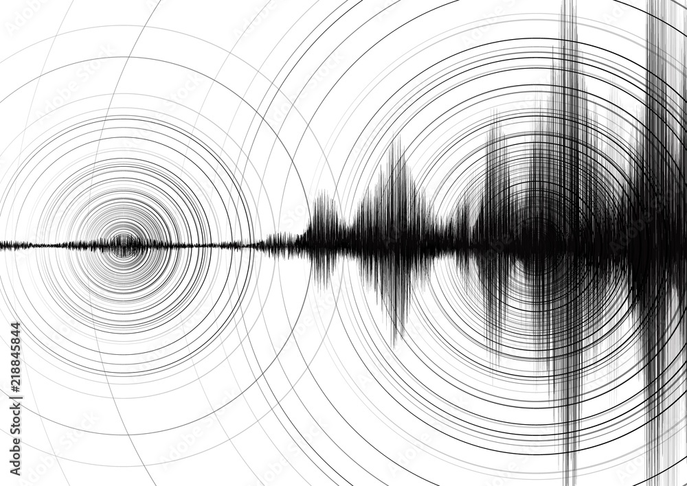 Power of Earthquake Wave with Circle Vibration on White paper ...