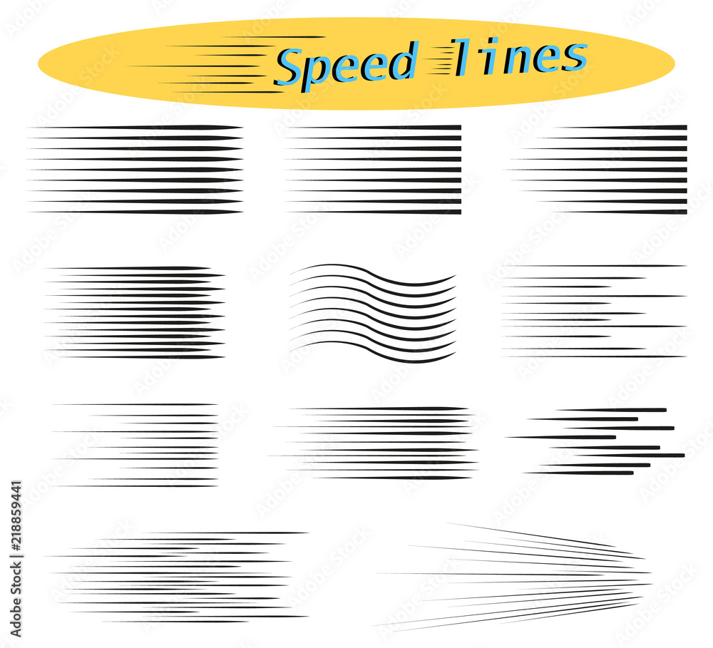 Set of speed lines. Design elements for Manga and Comics. Vector ...