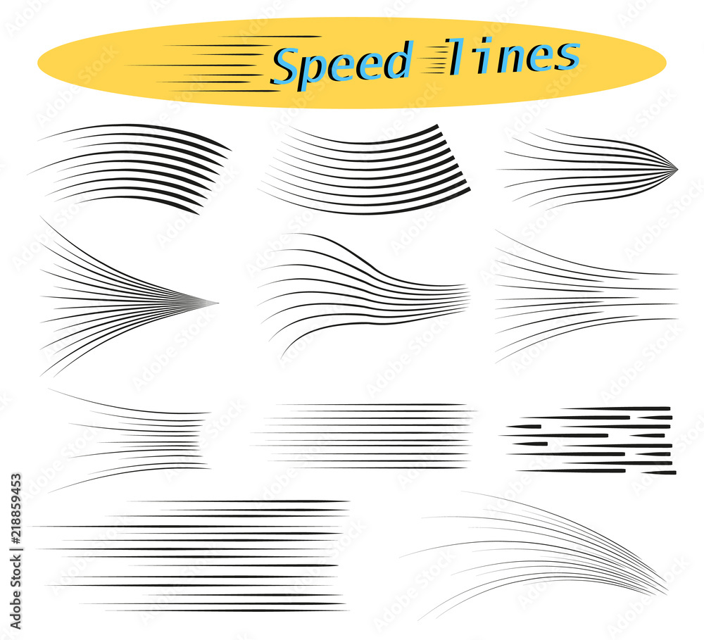Set of speed lines. Design elements for Manga and Comics. Vector ...