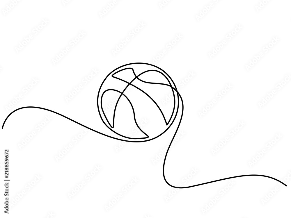 Continuous one line drawing. Basketball icon. Vector illustration Stock ...