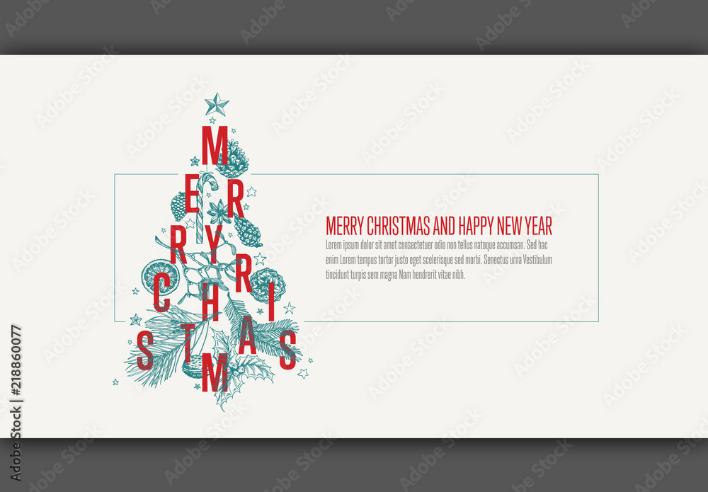 Banner Layout with Christmas Tree Illustration Stock Template | Adobe Stock
